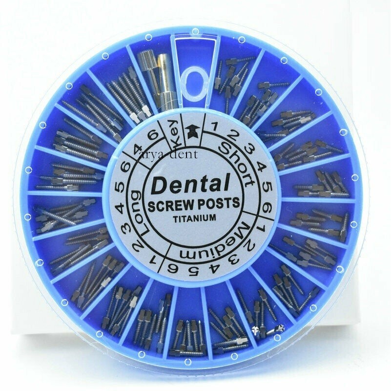 120PCS Dental Screw Post Gold/Silver Plated Titanium Kit Conical Root ...