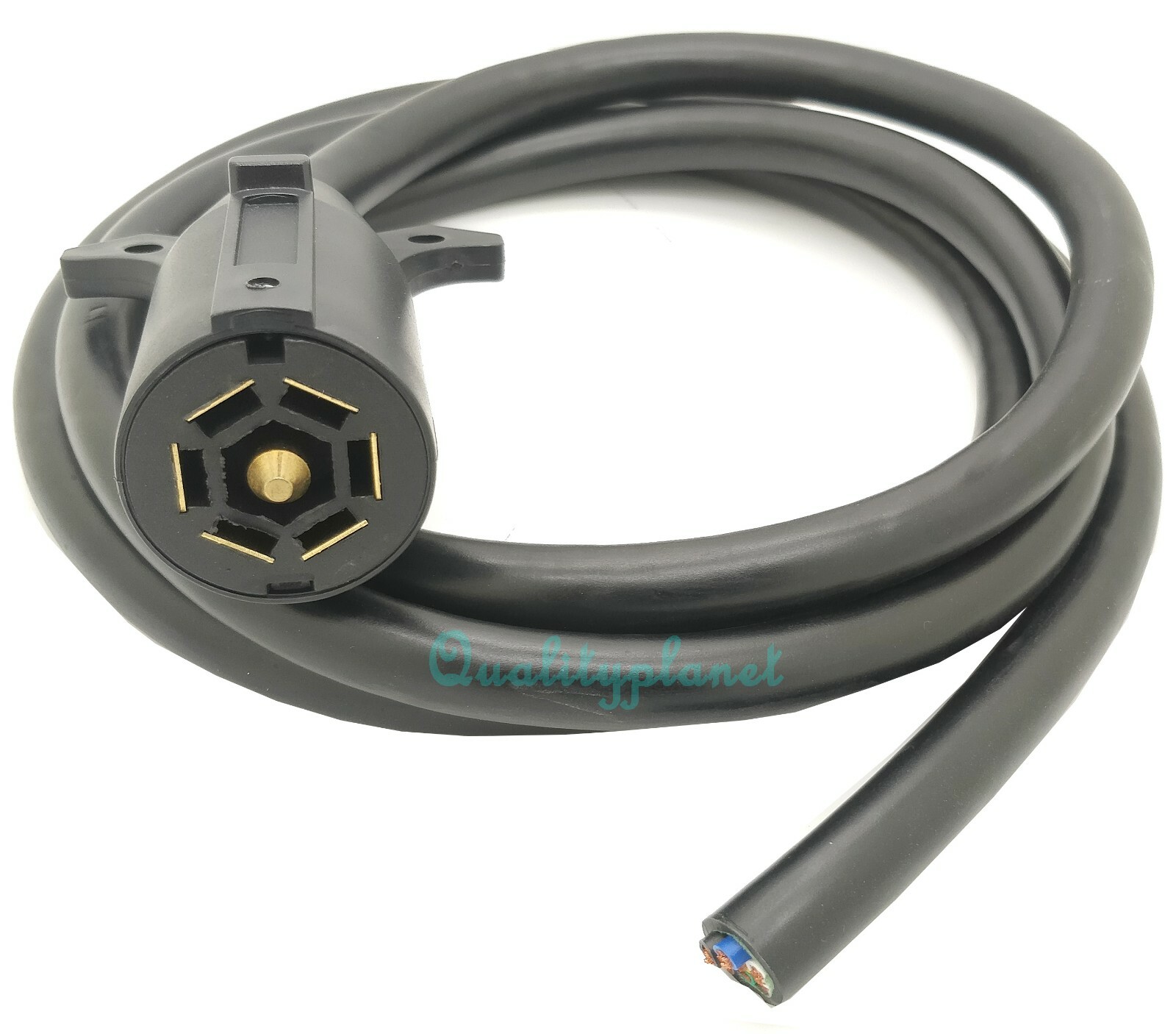 7FT Trailer Cable Cord w/7 Way Wire Harness Light Plug Molded RV Cable ...