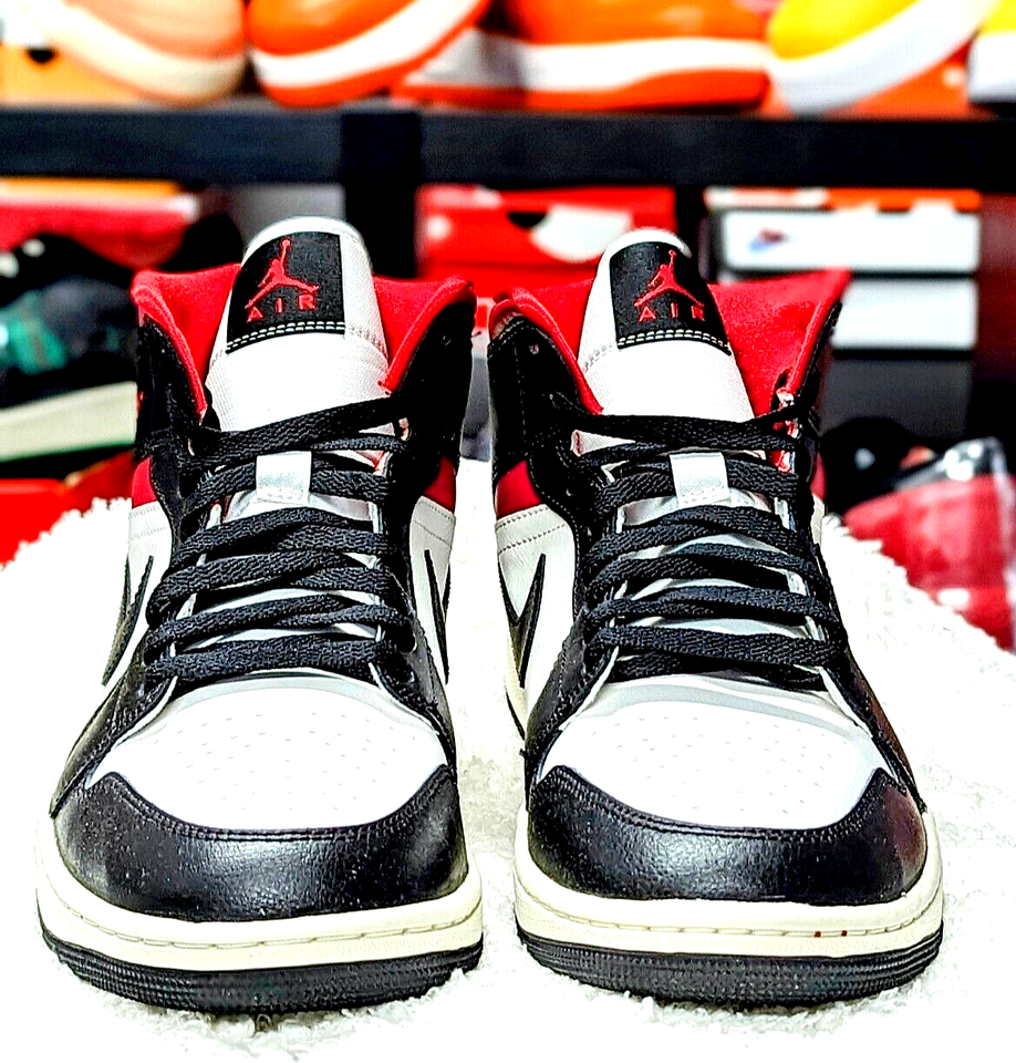 Nike Air Jordan 1 Mid White Black Red Panda Shoes BQ6472-061 Women's ...