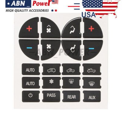 Black Vinyl AC Dash Button Repair Kit Decal Stickers Replacement for ...