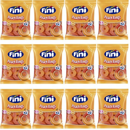 Fini Sweets Jelly Peach Rings Gummy Jellies 12 x 75 Grams Halal Gluten ...