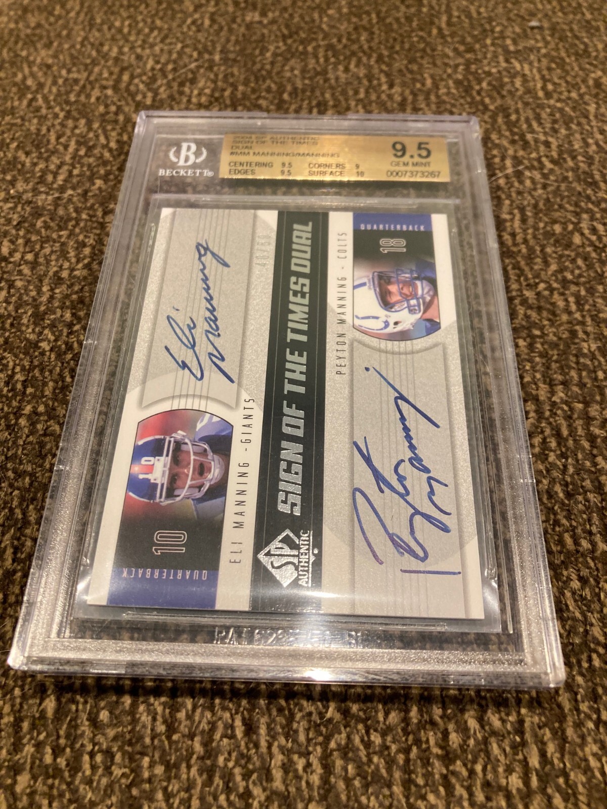 2004 SP Authentic Eli Manning/Peyton Manning Auto/50 BGS 9.5 GEM MINT W ...