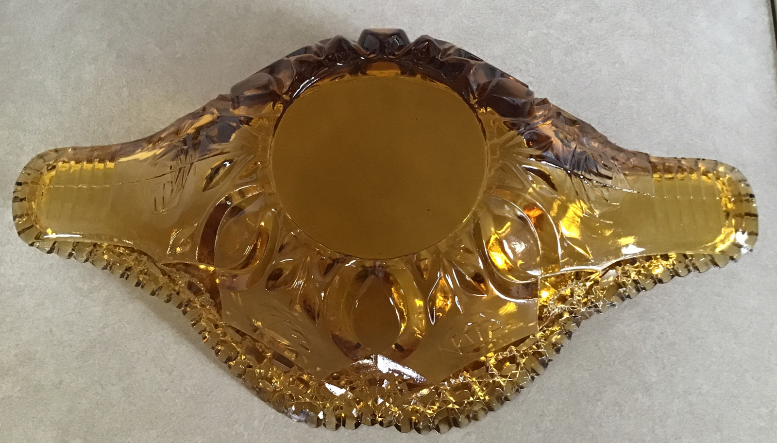 Vintage Amber Glass Bowl Kemple Glass Wheatonware Napoleon Hat ...