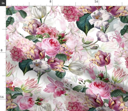 Tulip Shabby Chic Summer Flowers Cottage Chic Spoonflower Fabric By The
