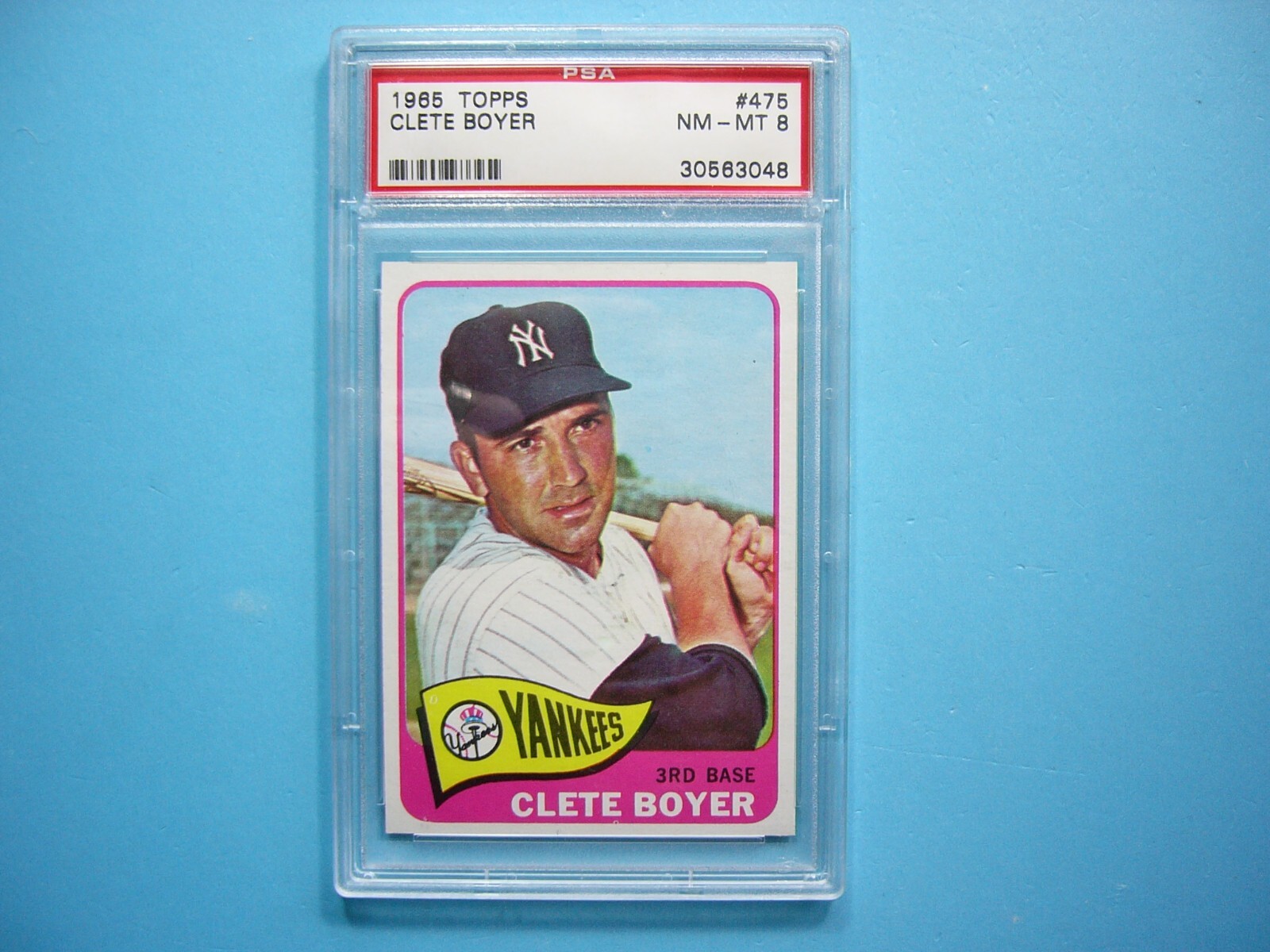 1965 TOPPS MLB BASEBALL CARD #475 CLETE BOYER PSA 8 NM/MINT SHARP+ GL ...