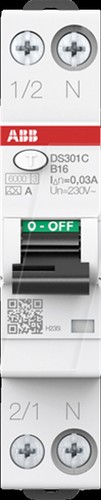 ABB FI/LS-Schalter DS301C B16 A30 30mA Typ A 1P+N 1TE (2CSR255163R1165 ...