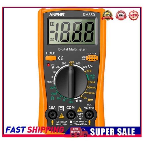 2000 Counts Digital Multimeter AC DC Resistance Frequency Meter (Orange ...