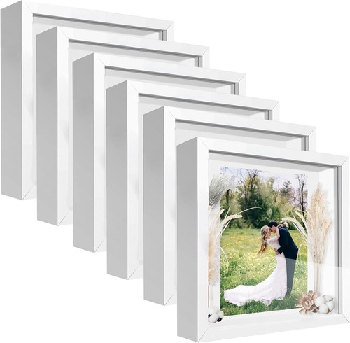 8x8 Shadow Box Frame Display Case with Letter Stickers, 3D 8x8, 6packs ...