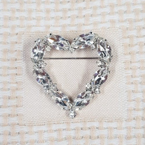 Vintage Style Heart Rhinestone Metal Brooch | eBay