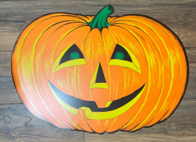 Vintage NOS 1973 BEISTLE CO Large 25” by 18" Halloween Cutout Pumpkin ...