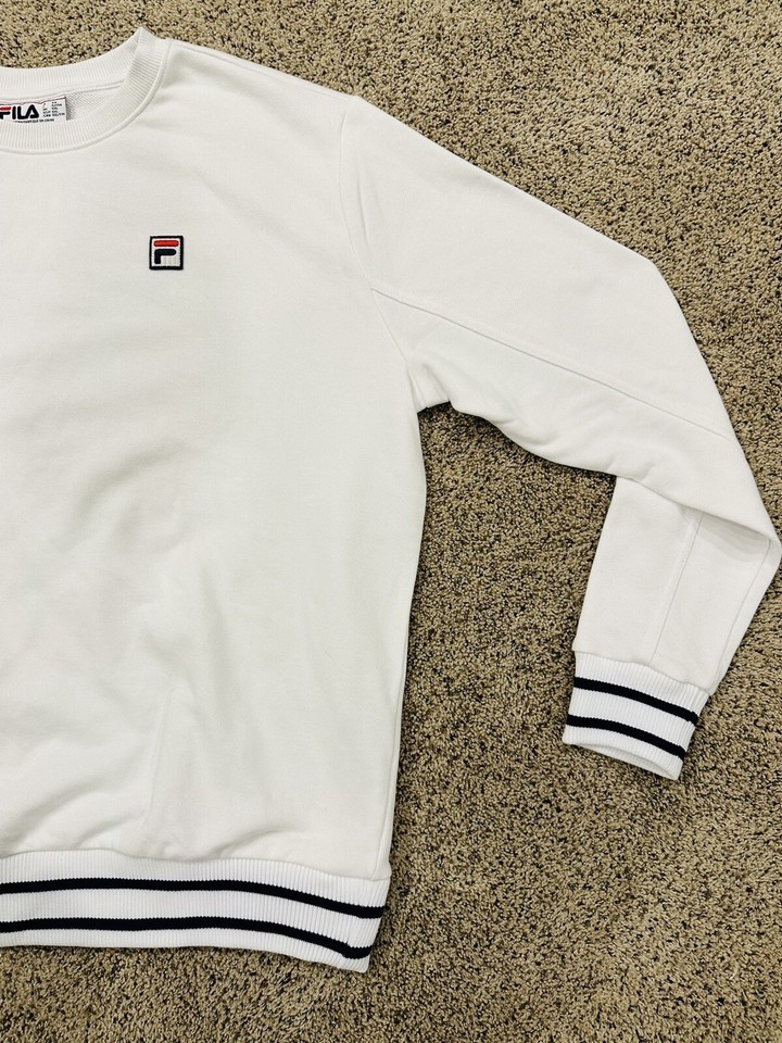 FILA Sweater Terry Crewneck Adult Men’s XXL White Peacoat Pullover Long ...