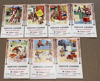 7 1950's Hancock Cleaners Columbus Ohio Adv Postcards Lawson Wood ...