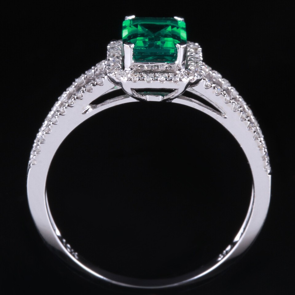 Pave Emerald Setting Solid 10k White Gold Engagement Wedding Diamond ...