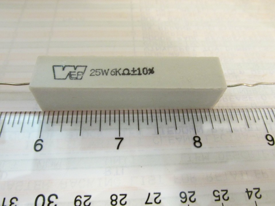 6K 6,000 Ohm 25 Watt 25W Ceramic Power Resistor, Qty of 10, USA Seller ...