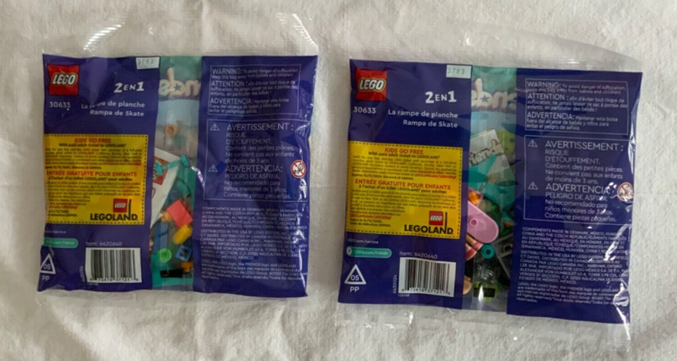 NEW Sealed 2x Sets LEGO PolyBag 30633 Friends Skate Ramp Girl ...