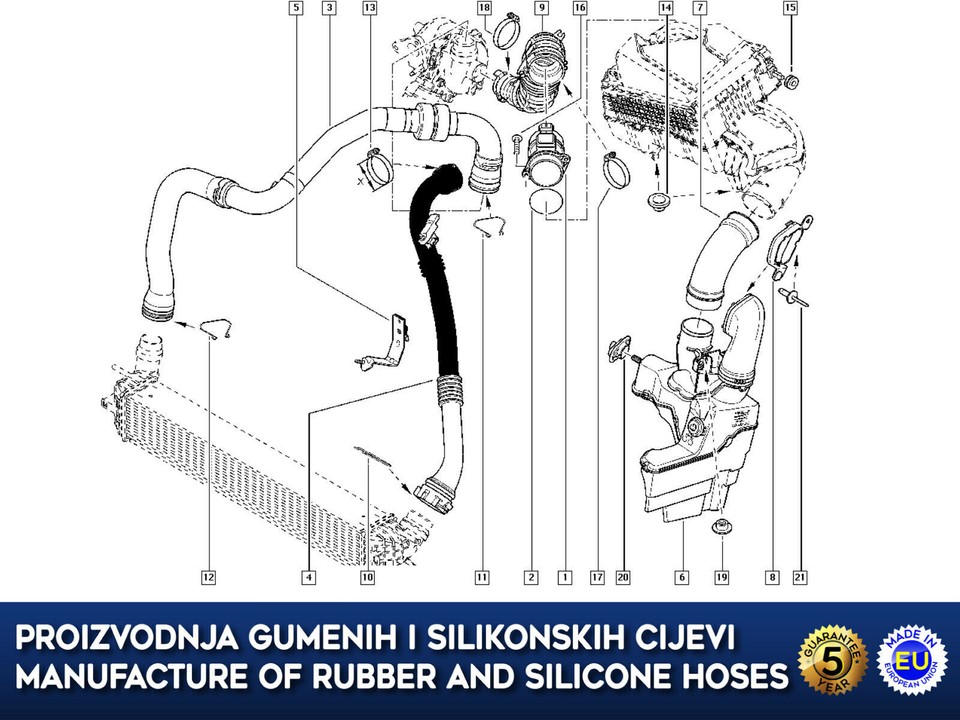 RENAULT LAGUNA III 1.5 DCI EGR to intercooler pipe/hose 8200852008 | eBay