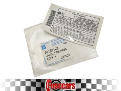 Holden Commodore VY VZ HSV Monaro Genuine Tyre Placard / Sticker NOS ...