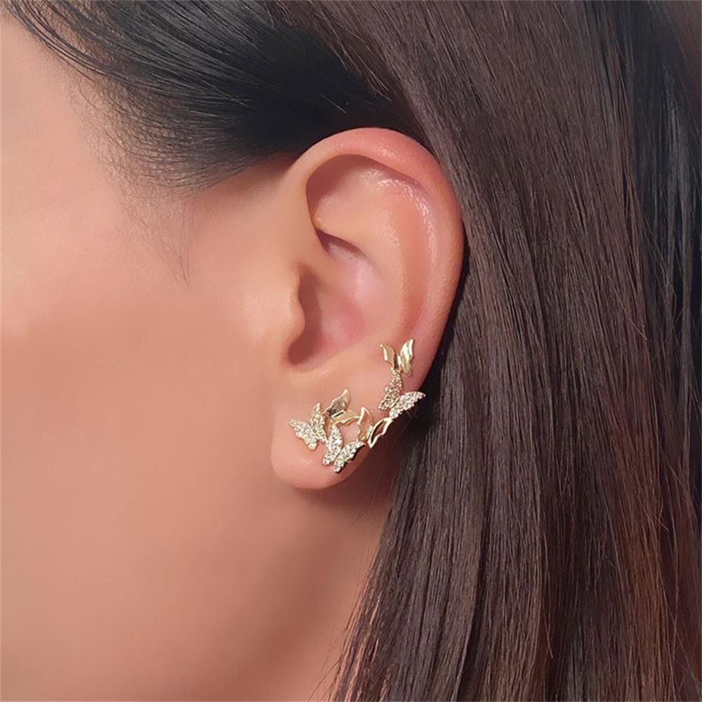 New Hollow Full Drill Ear Bone Clip Jewelry Butterfly Earrings ...