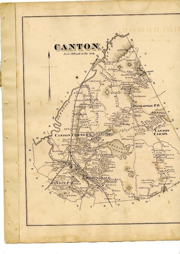 1876 maps Canton, Massachusetts, from Norfolk County Atlas, with family ...