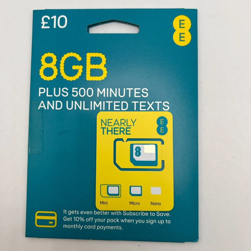 20p OFFICIAL UK EE Sim Card Pay As You Go PAYG STANDARD MICRO NANO ...
