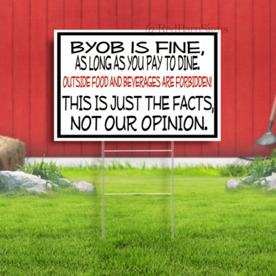 BYOB FINE OUTSIDE FOOD FORBIDDEN Yard Sign with Stand LAWN SIGN | eBay