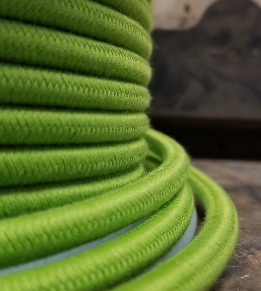 20' Cloth Covered Round Electrical Cord - Vintage Fabric Braid Lamp ...