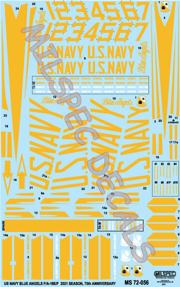 CAM DECALS (AKA) MILSPEC, MS 72-056, 1/72 SCALE, USN BLUE ANGELS, F/A ...
