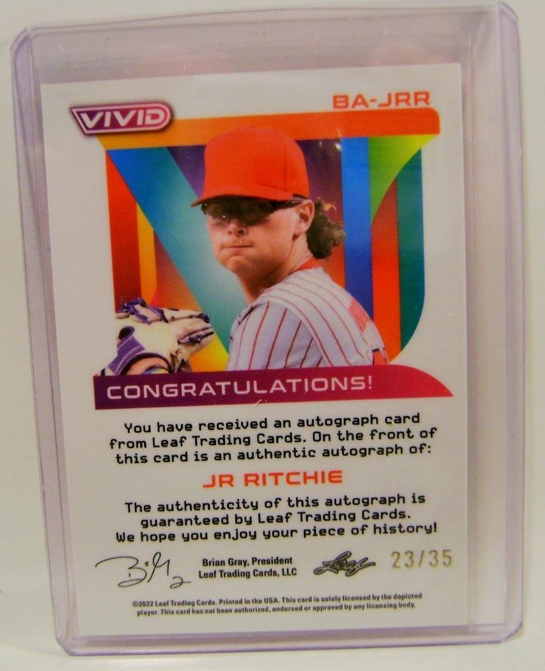 JR RITCHIE #23 /35 AUTO BASEBALL LEAF VIVID 2022 | eBay