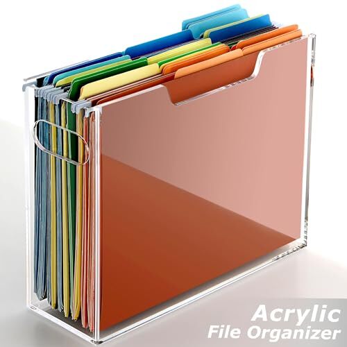 Hanging File Organizer, Acrylic File Holder with Handles, File Folder ...