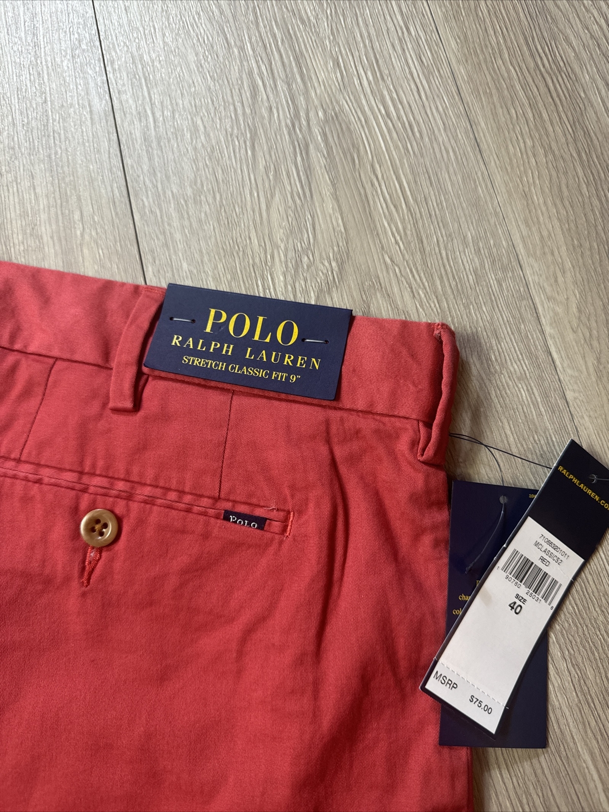 Polo Ralph Lauren Chino Shorts Size 40 Salmon Red Classic Measures 40x9 ...