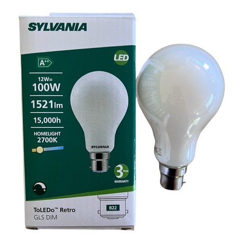 Sylvania 12W BC Bayonet LED GLS Bulb 12 Watt 1521lm 2700k Dimmable ...