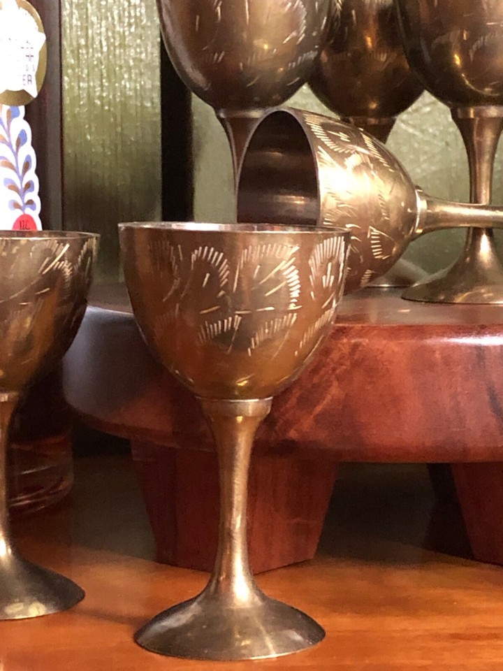 6 Antique Traditional Arabic Turkish Persian Solid Brass Cups | eBay