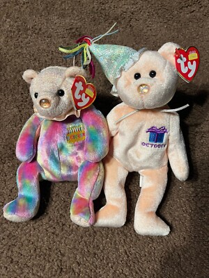 TY BEANIE BABIES OCTOBER/OPAL BIRTHDAY MONTH BEAR LOT | eBay