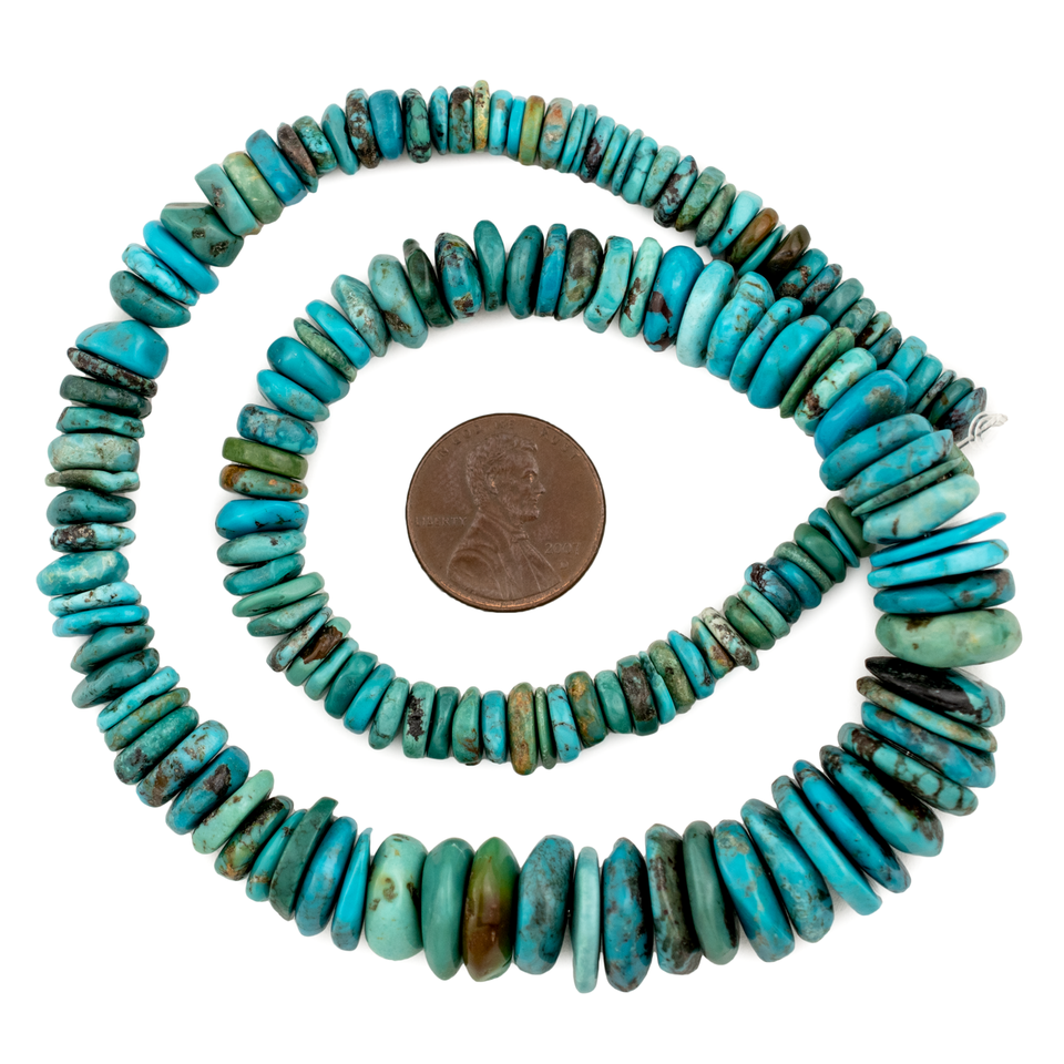 Deep Blue Graduated Disk Turquoise Beads 11mm Gemstone 16 Inch Strand ...