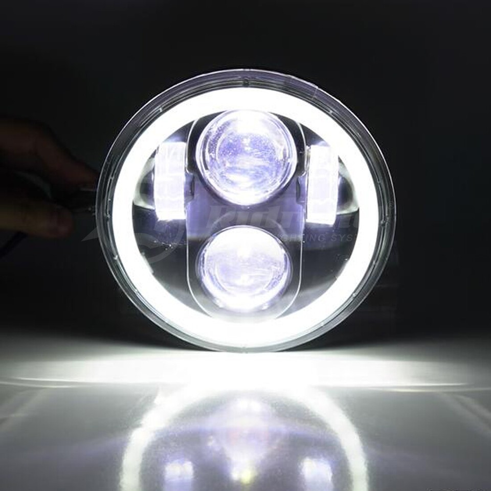 4PCS 5 3/4" 5.75 round Projector LED Headlights Sealed Beam Halo Ring ...