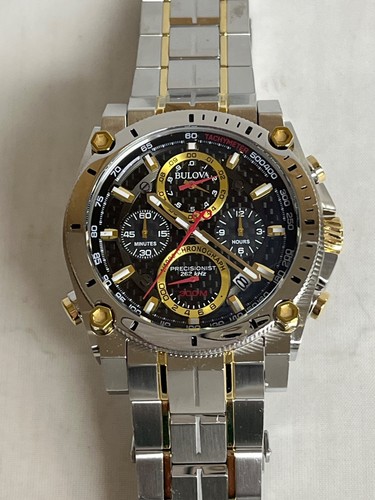 Bulova Precisionist Chrono Quartz Two Tone Stainless Steel Men's Watch ...