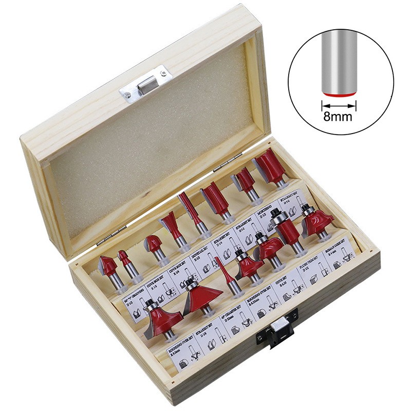 12/15PCS 1/4 8MM Shank Professional Flush Trimmer Cutter Set For ...