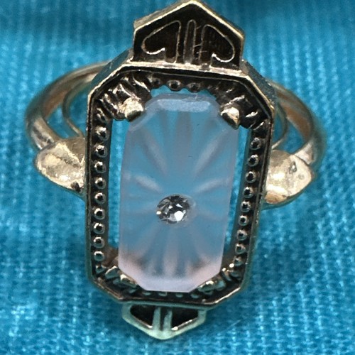 Vintage Avon Ring Frostlights Pink Camphor Glass Art Deco Sunburst 1977 ...