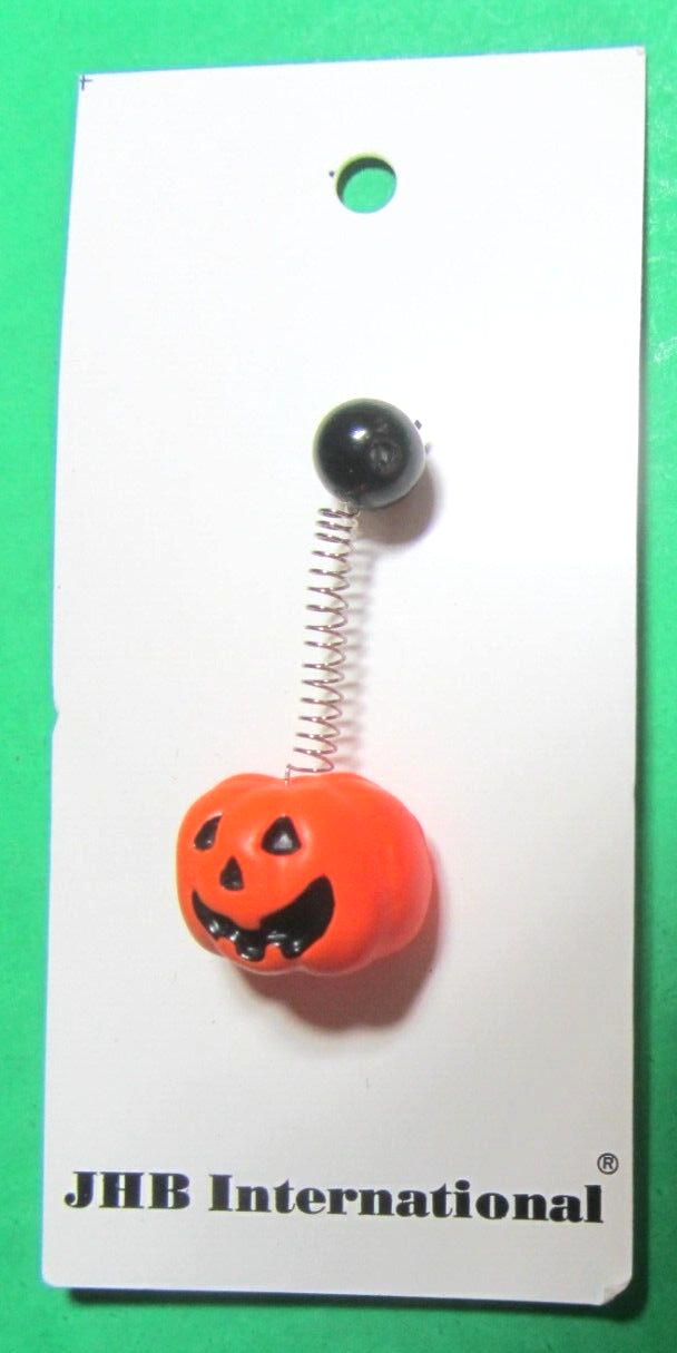 VINTAGE JHB 3/4" HALLOWEEN BALL ON SPRING JACK-O-LANTERN SHANK BUTTON ...