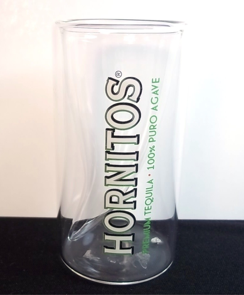 Hornitos double walled shot glass white & green lettering horn inside ...