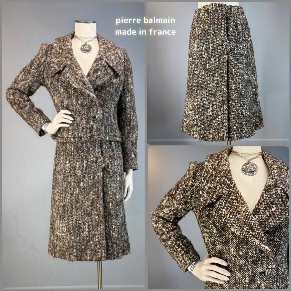 60s Couture Wool Skirt Blazer Suit Pierre Balmain Prêt-à-Porter France ...