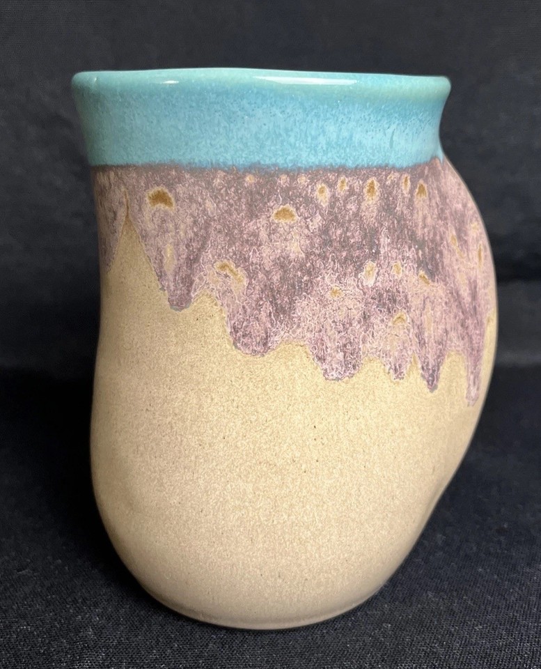 NEHER Studio Art Pottery Mug Hand Warmer Turquoise 14oz Signed Clay In ...