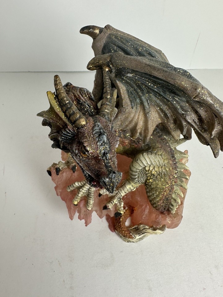 Fantasy Figurine Gold Glitter Dragon Resin Statue Sci Fi Collectible ...