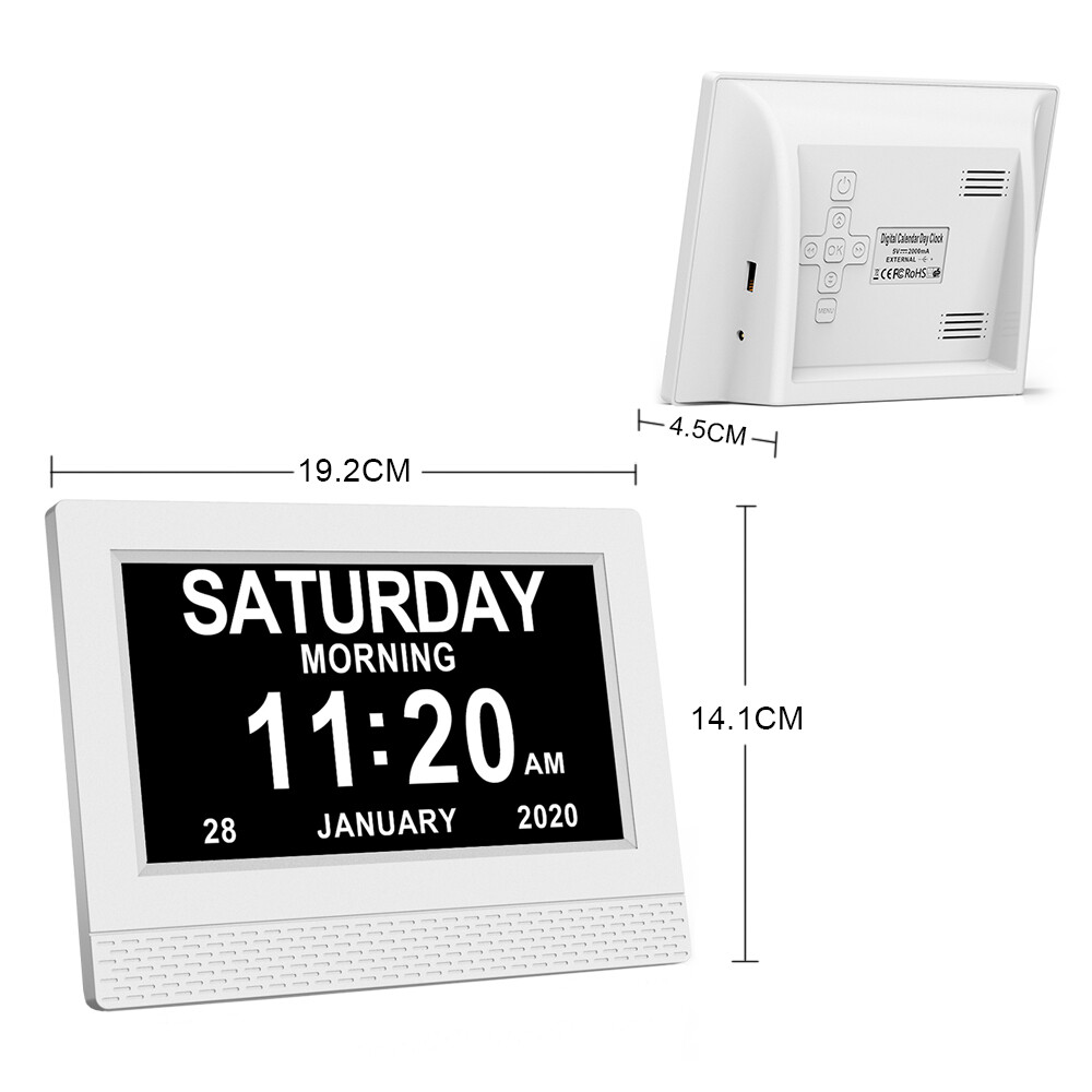 Dementia Digital Clock With Date And Day Of Week For Elderly Medication