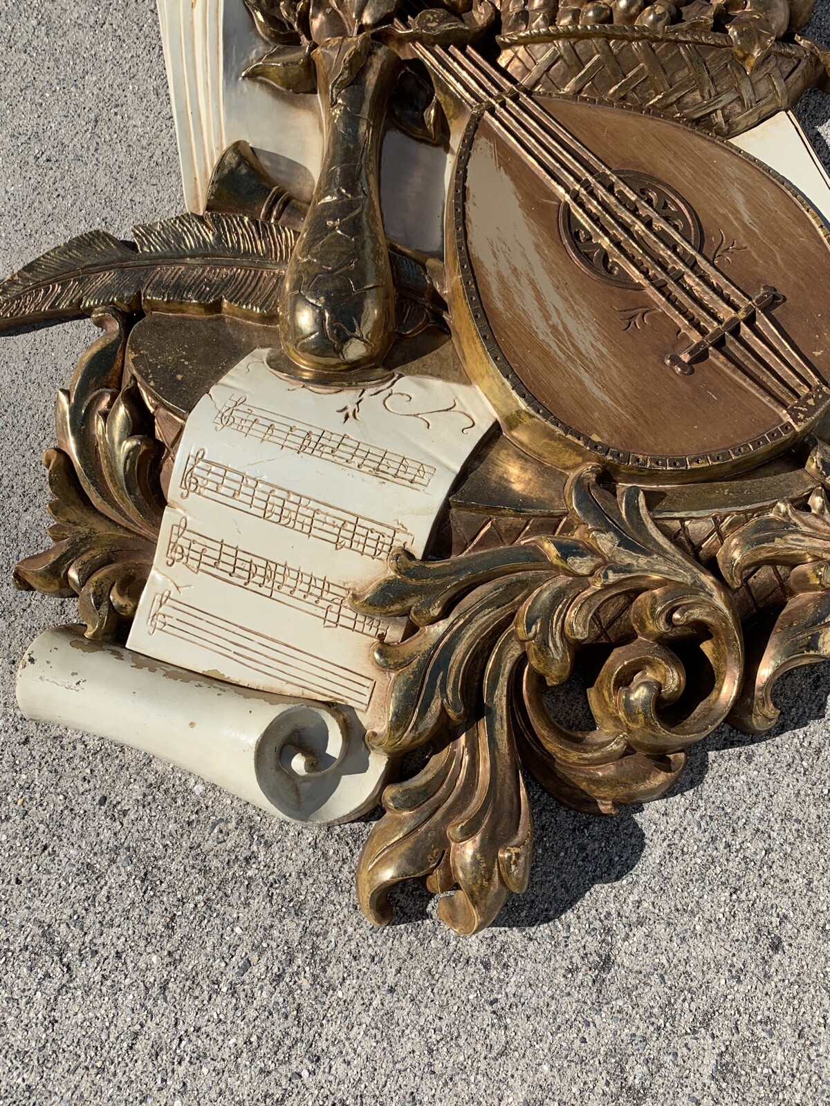 Vintage SYROCO Gold Lute Harp Violin Mandolin Sheet Music Wall Art 29/ ...