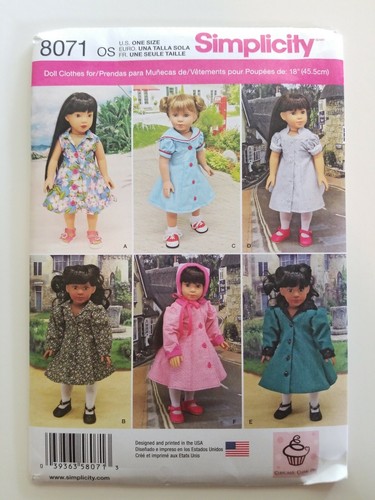 18" GIRL DOLL CLOTHES*DRESS*COAT American Made Simplicity Sewing ...