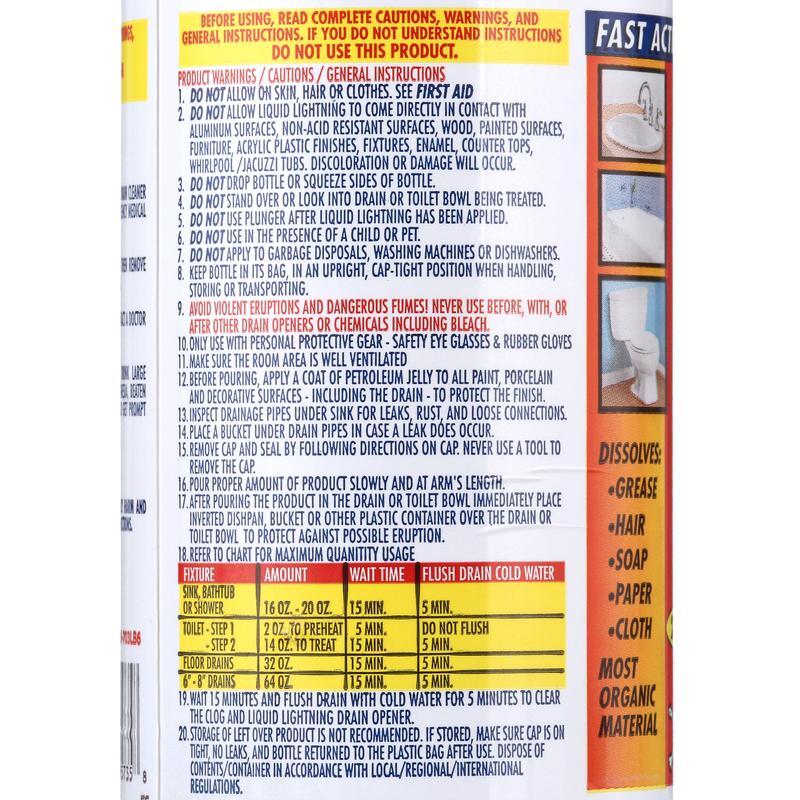 Fast Acting Drain Cleaner 32oz Acid Clog Remover Sink Opener Septic ...