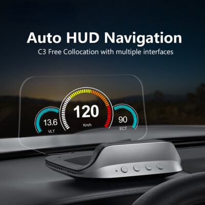 C3 PLUS Car Projector HUD Navigation GPS OBD2 EOBD Speedometer Head Up ...