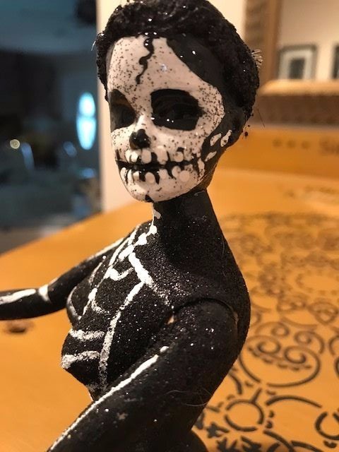OOAK Halloween Michele Chirco Original Hand Painted Vintage Skeletal ...