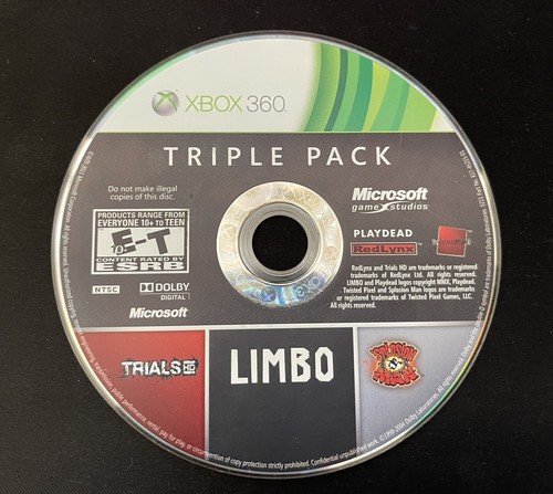 Triple Pack: Limbo, Trials HD & Splosion Man (Xbox 360, 2011) Tested ...
